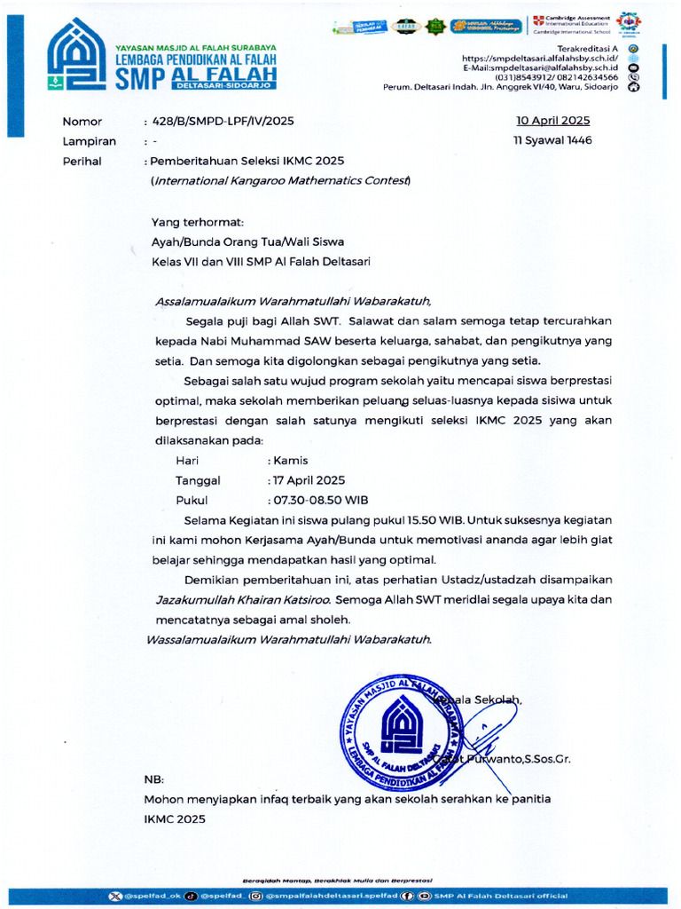 Informasi Selesksi IKMC 2025 | PDF