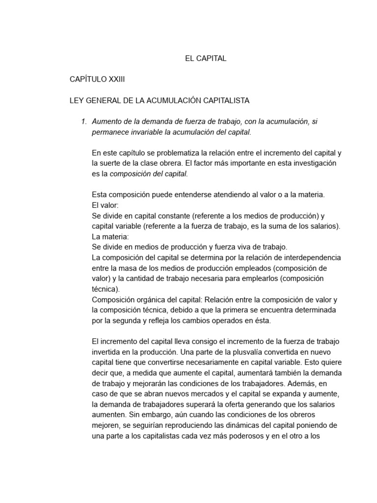 El Capital | PDF | Capital (economía) | Acumulación de capital