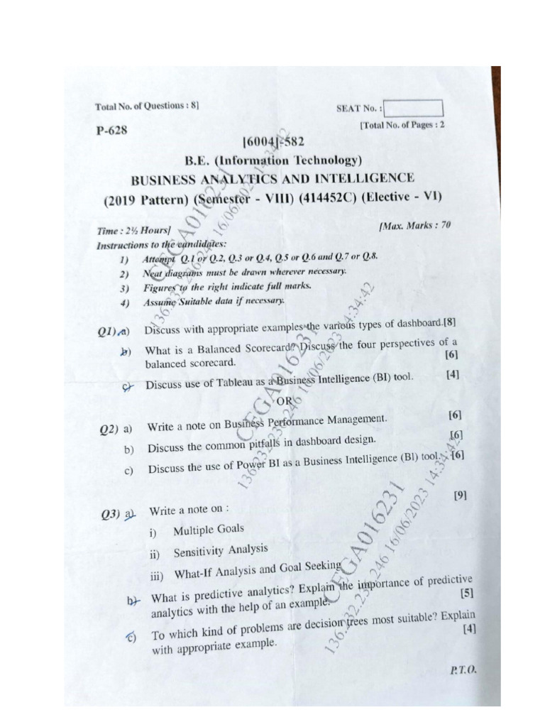 BAI End Sem Question Paper | PDF