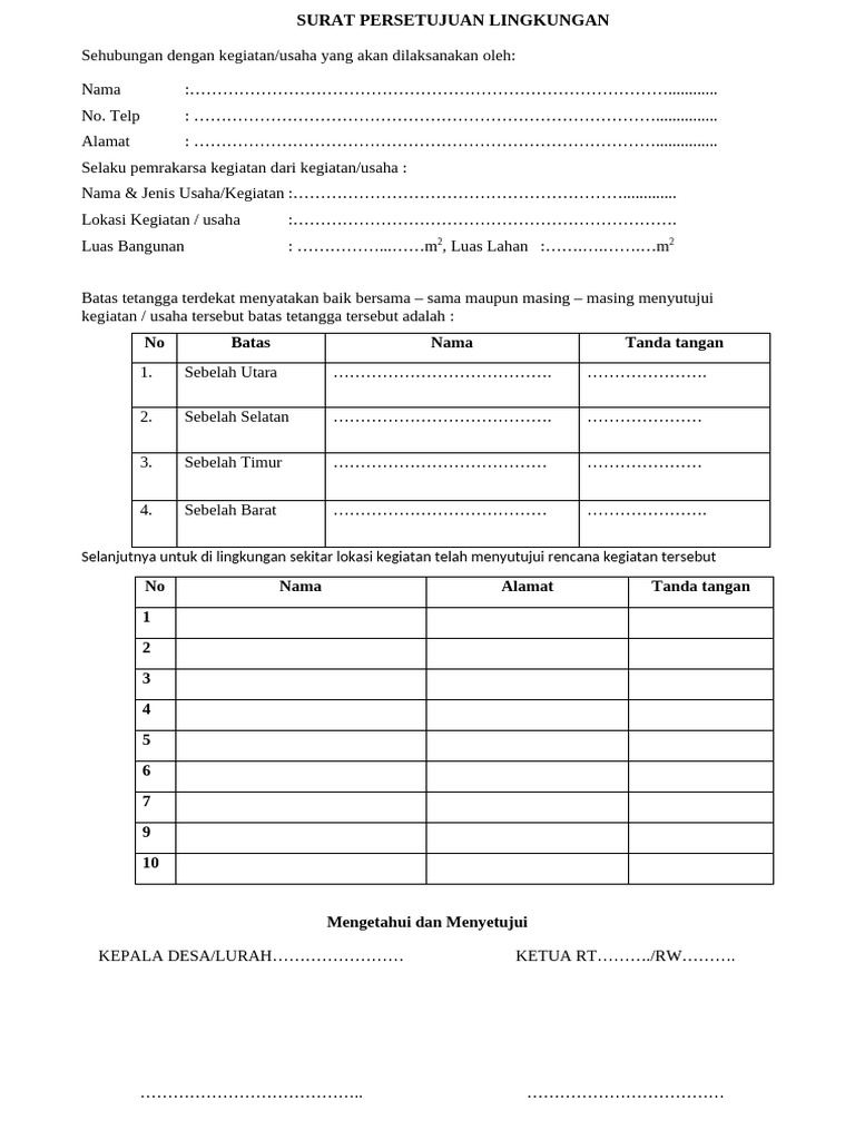 Lembar Persetujuan Tetangga | PDF