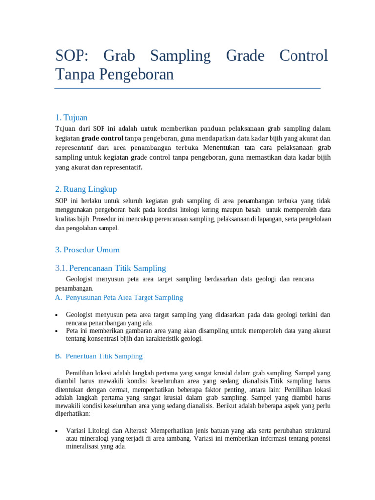 SOP Grab Sampling Tanah Tanpa Pengeboran | PDF