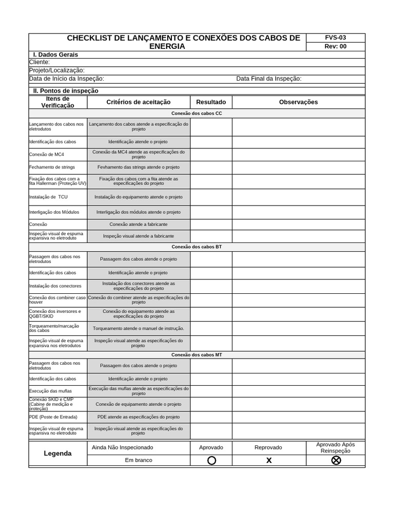 FVS-03 Check List de Lançamento e Conexões Dos Cabos de Energia Rev00 ...