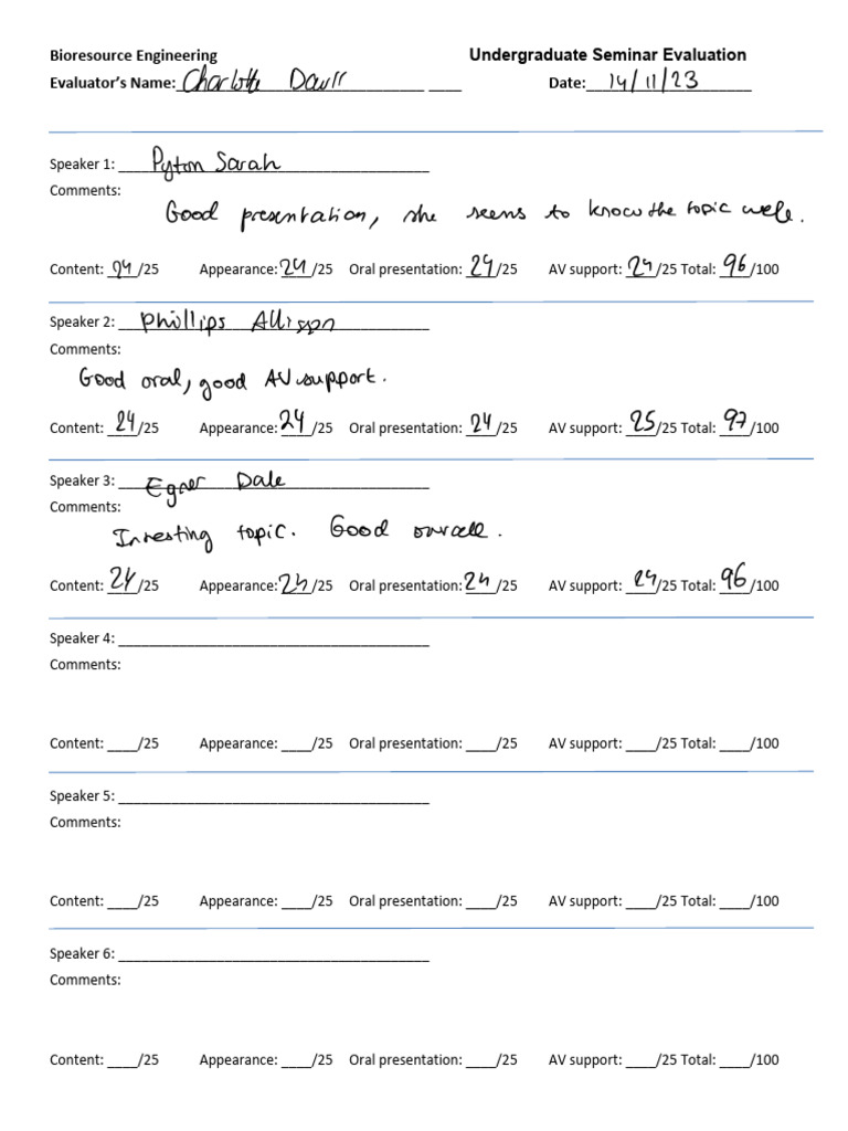 Evaluation Form - Fillable | PDF