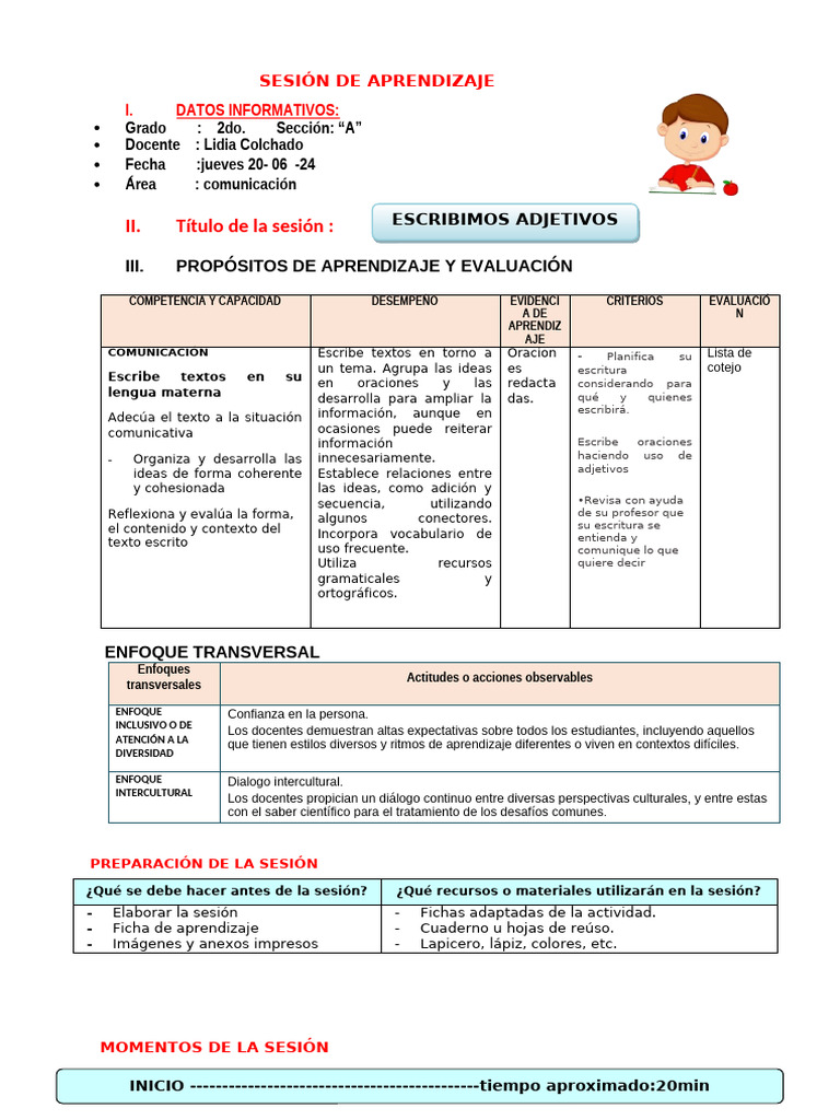 2º U4 S1 Sesion D3 Com Escribimos Adjetivos | PDF