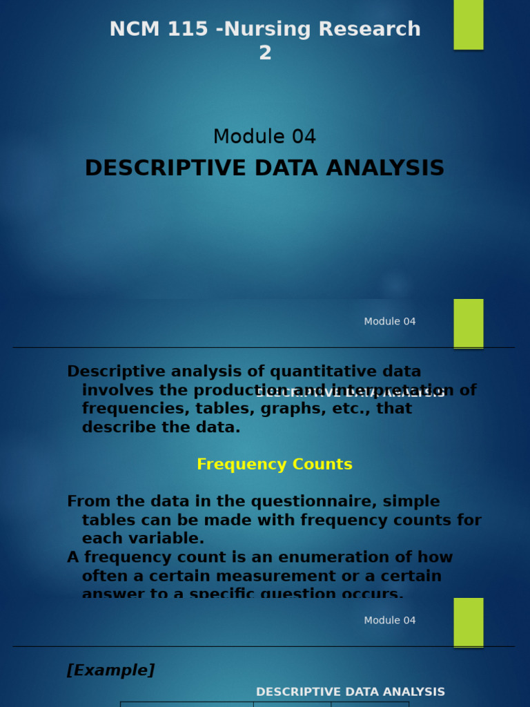 LECTURE-NR2-04-DESCRIPTIVE-DATA-ANALYSIS-SY-2024 | PDF | Data Analysis ...