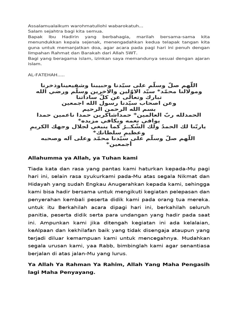 Naskah Doa Plepasan Kelas 12 | PDF