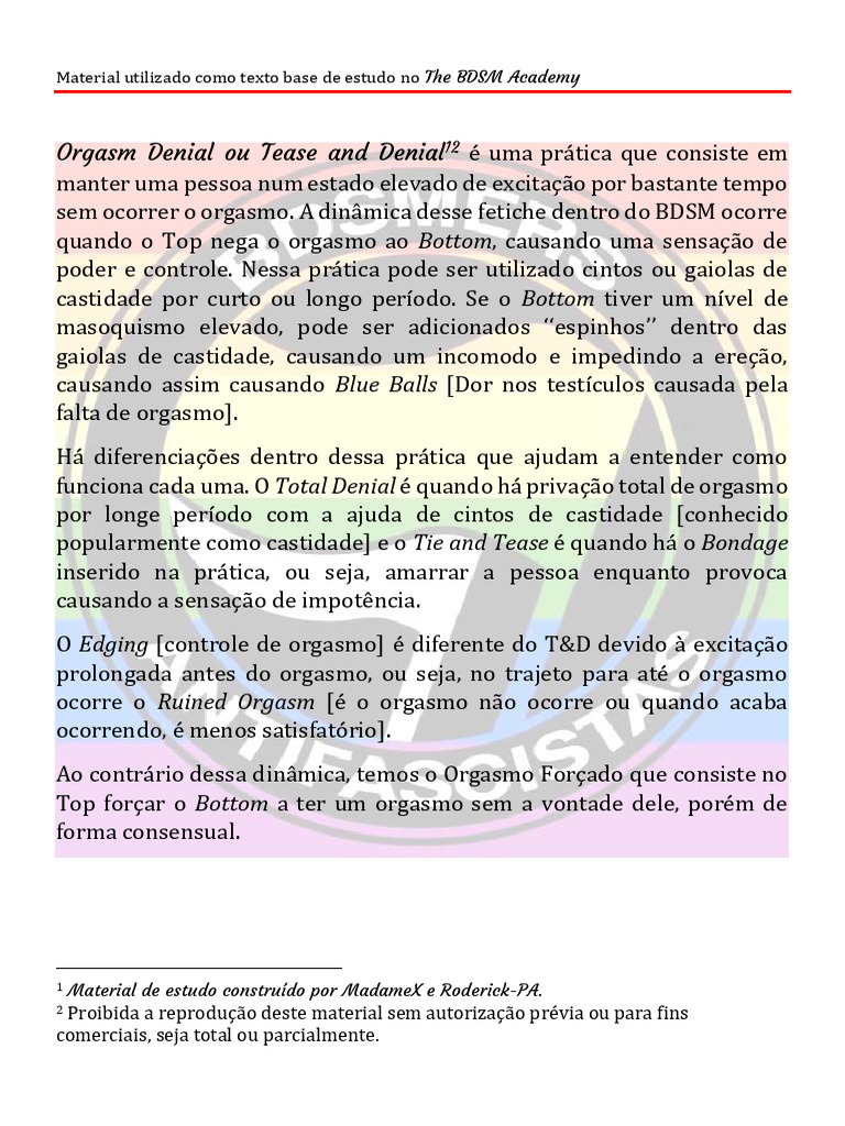 Orgasm Denial Ou Tease and Denial | PDF | BDSM | Sexualidade