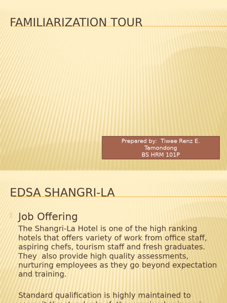 Familiarization Tour | PDF | Cooking