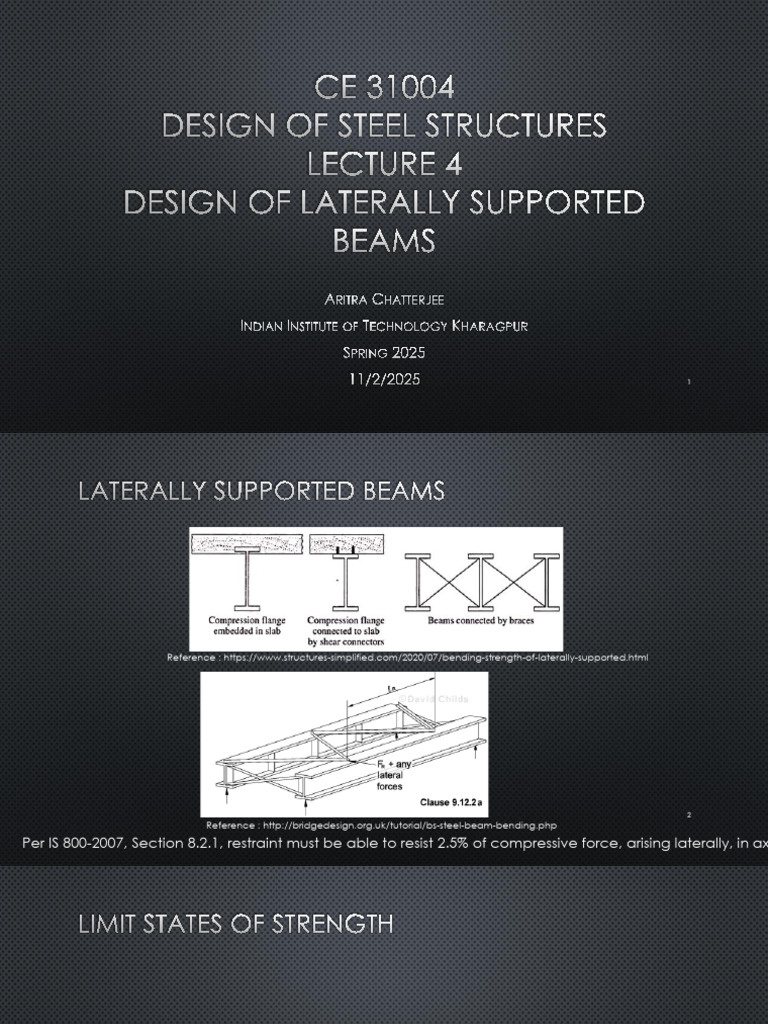 Lecture 4 Design of Laterally Supported Beams 20250210 | PDF | Strength Of Materials | Yield ...