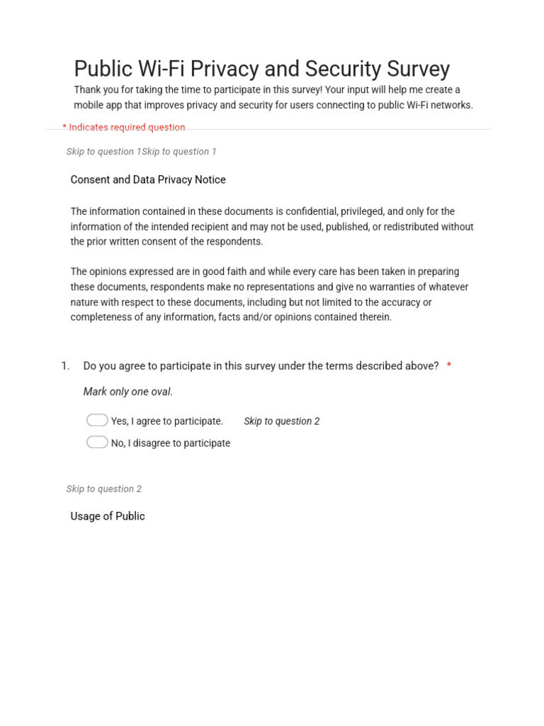 Public Wi-Fi Privacy and Security Survey - Google Forms | PDF | Virtual ...