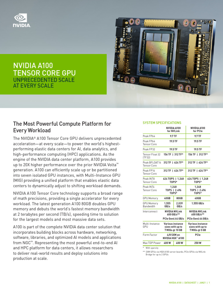 A100 80gb Datasheet Update Nvidia Us 1521051 r2 Web | PDF | Graphics Processing Unit | Computer ...