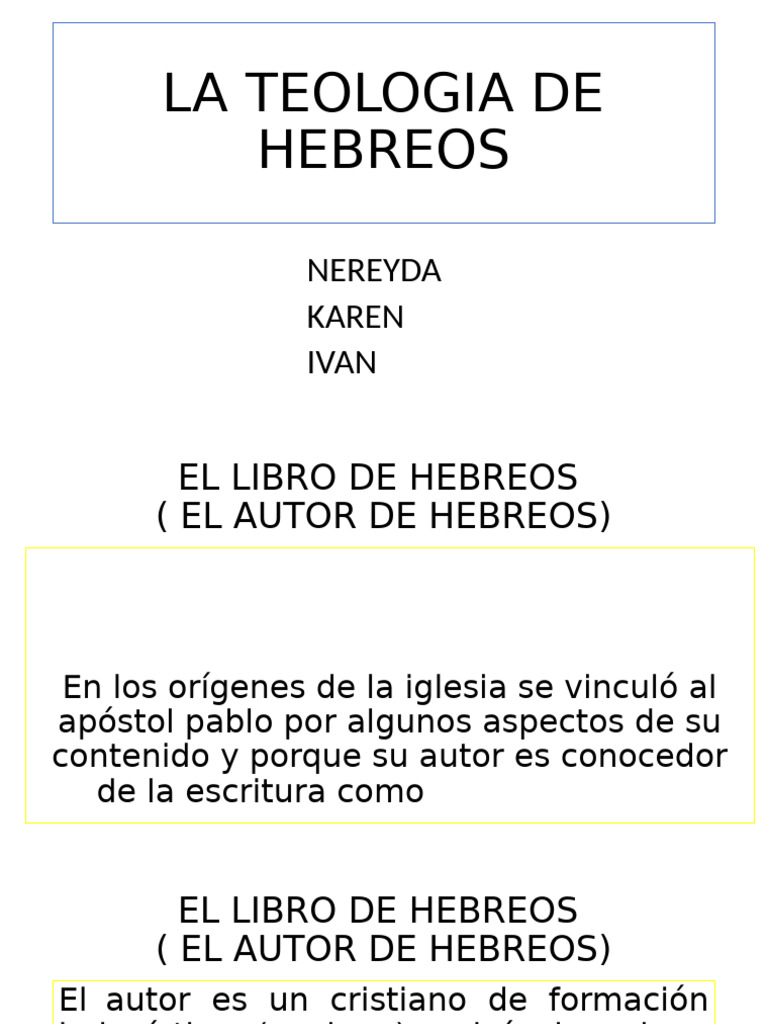 Teología y Autoría del Libro de Hebreos | PDF | Epístola a los hebreos ...