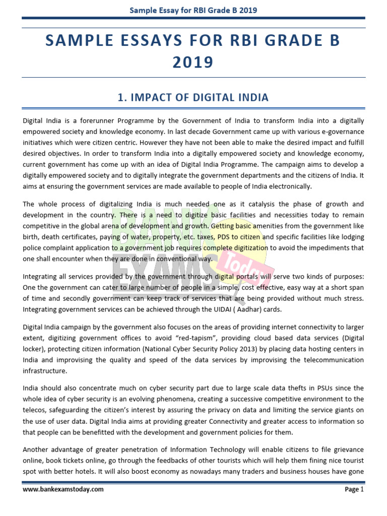 Sample Essay For RBI Grade B 2019 Final | PDF | Taxes | Climate Change