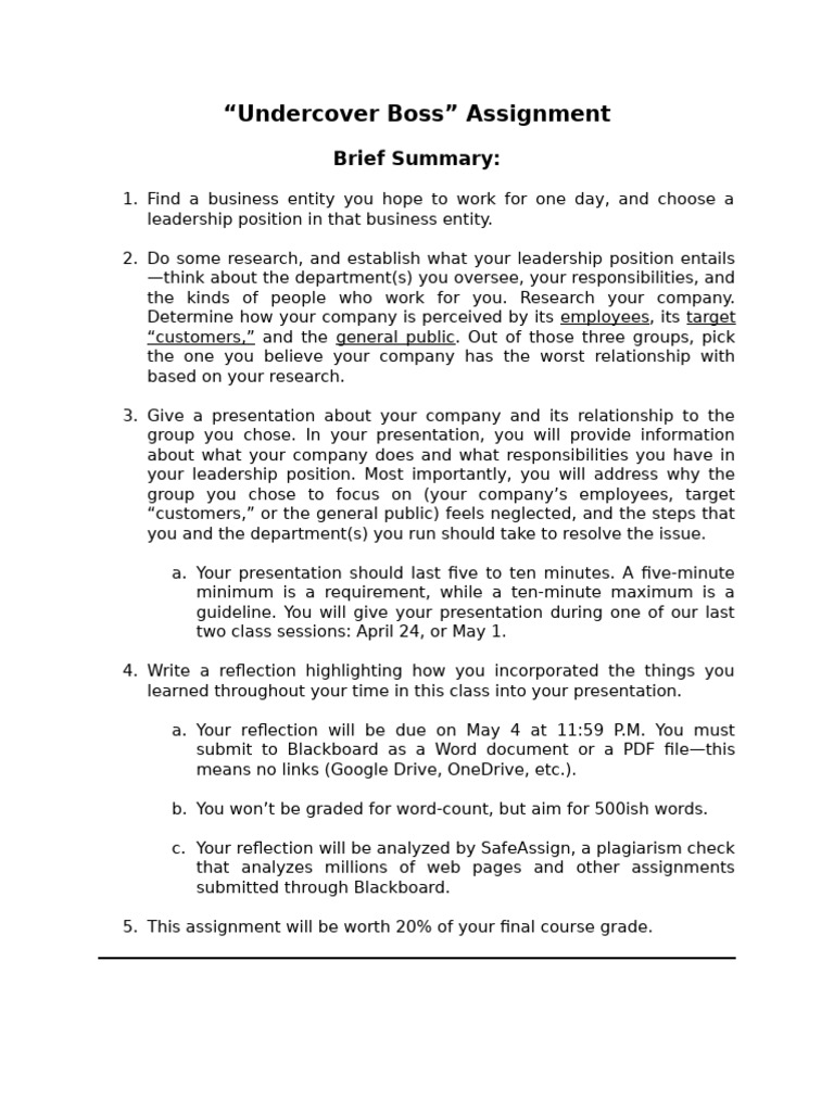 Undercover Boss Assignment(1) | PDF | Information | Leadership