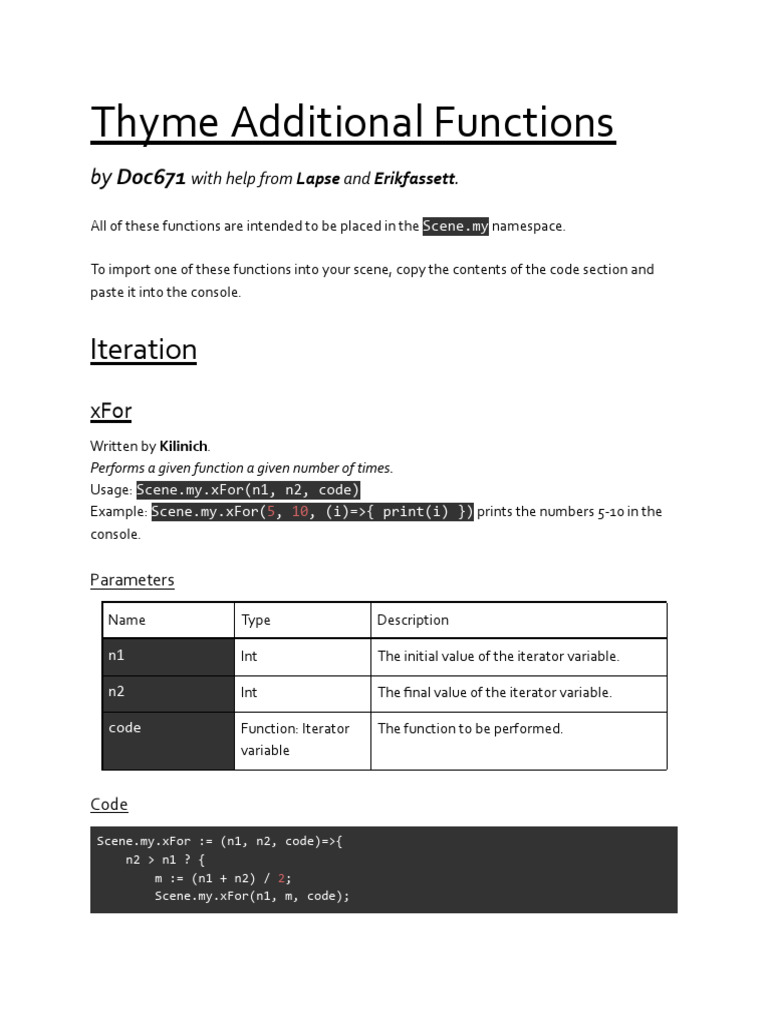 Thyme Additional Functions | PDF | Parameter (Computer Programming) | String (Computer Science)