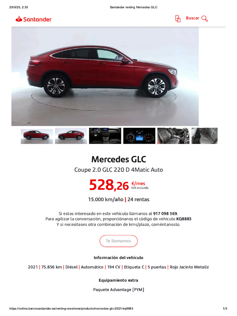 Santander Renting Mercedes GLC | PDF