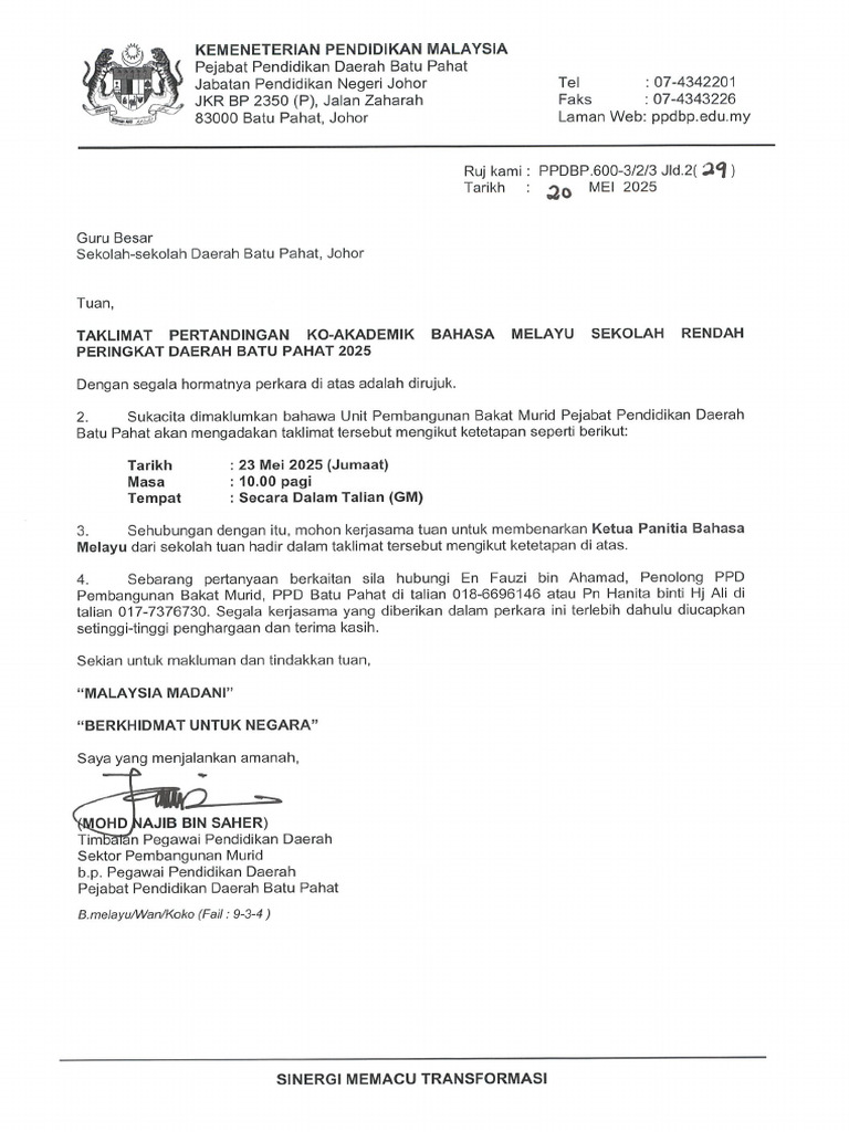 Taklimat Pertandingan Ko Akademik Bahasa Melayu Sekolah Rendah ...