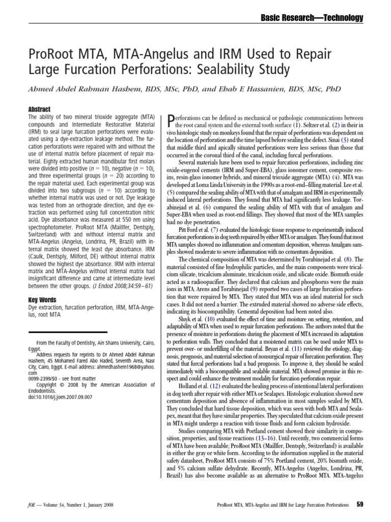 ProRoot_MTA_MTA_Angelus_and_IRM_Used_to | PDF | Materials | Dentistry ...