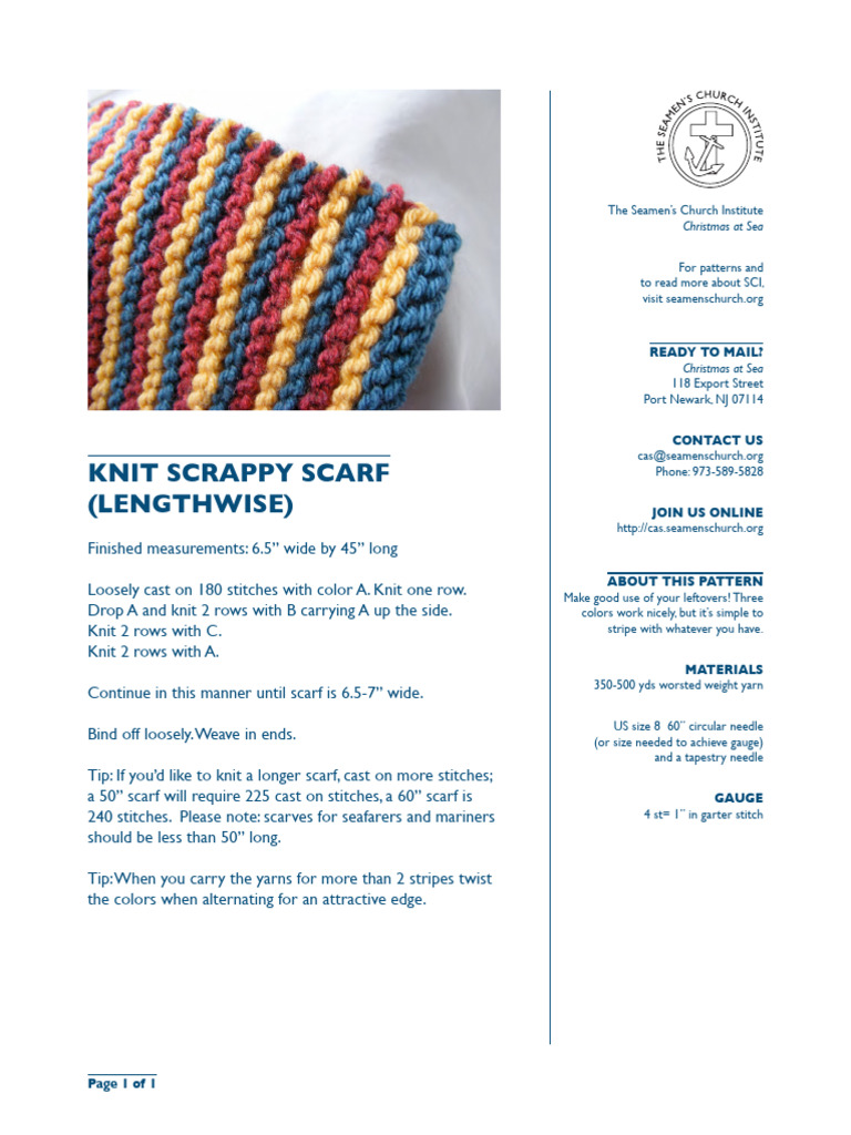 Knit a Scrappy Scarf for Seafarers | PDF | Knitting | Textiles