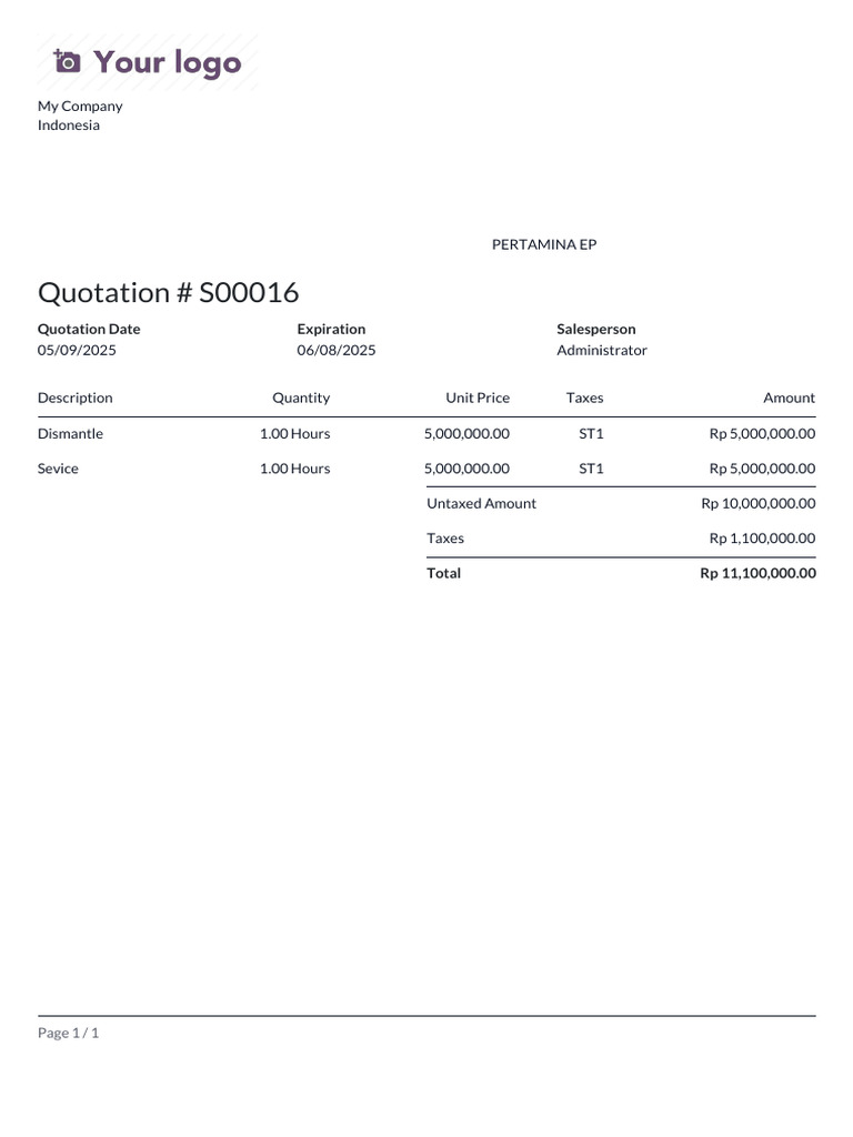 Quotation - S00016 | PDF