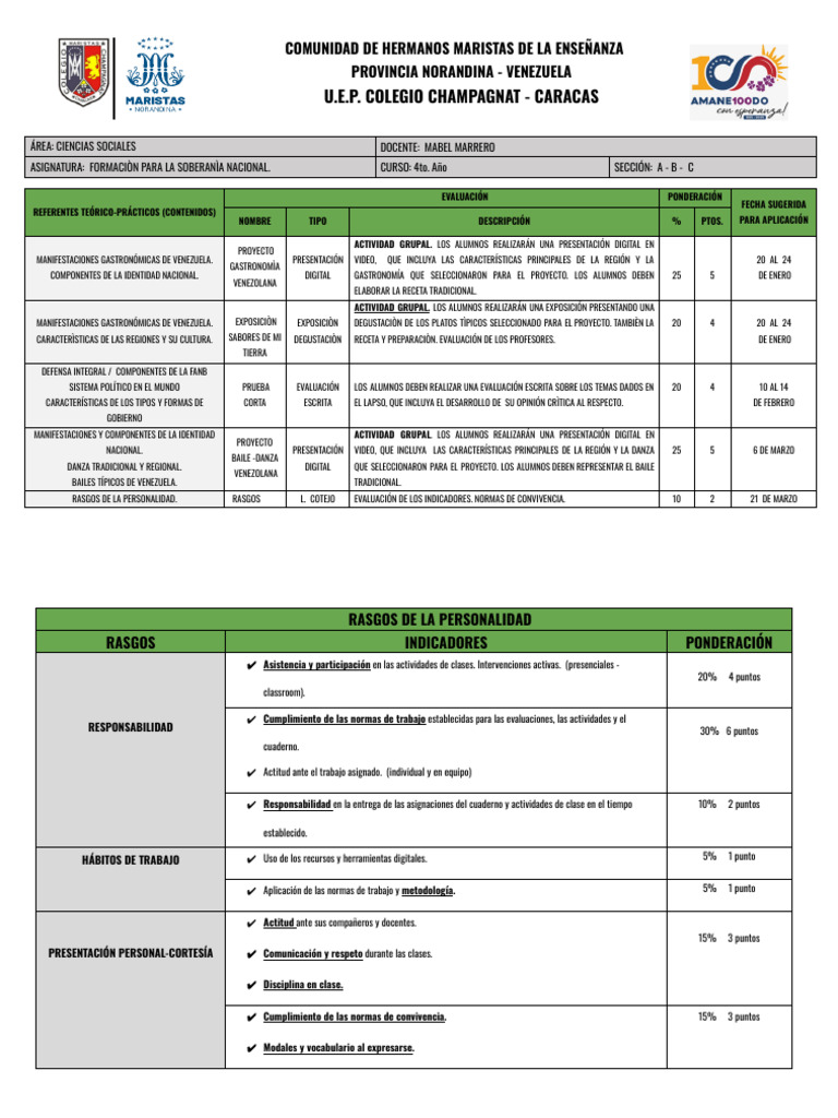 4to. Plan de Evaluación - 2 Lapso | PDF | Aprendizaje