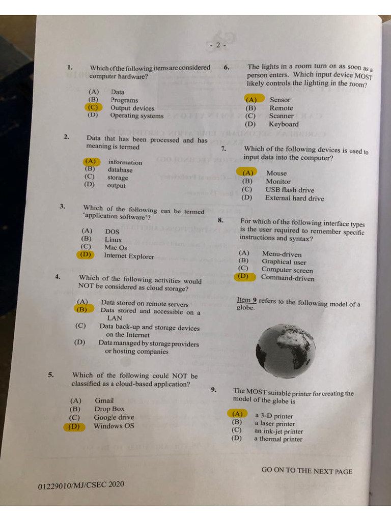 CSEC Information Technology P1 2020 MJ | PDF