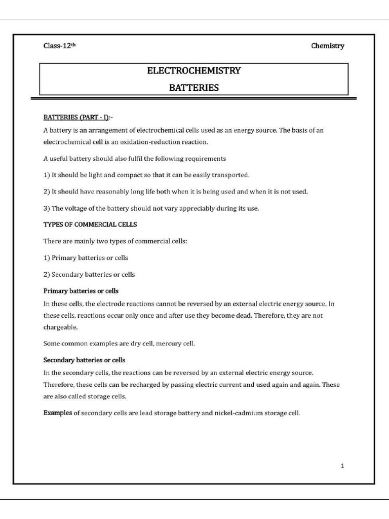 Battery Notes PDF | PDF