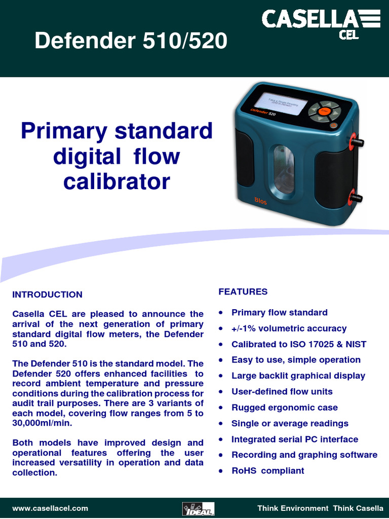 Casella-Defender 510-520 Datasheet | PDF | Calibration | Information ...