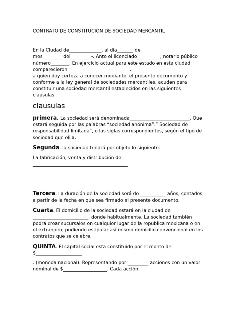 Contrato de Una Empresa | PDF | Sociedad de responsabilidad limitada