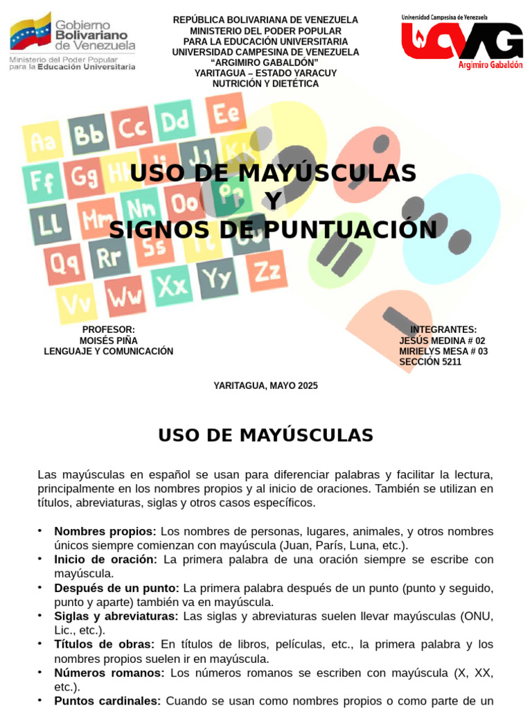 Uso de Mayúsculas y Puntuación en Español | PDF | Coma | Gramática