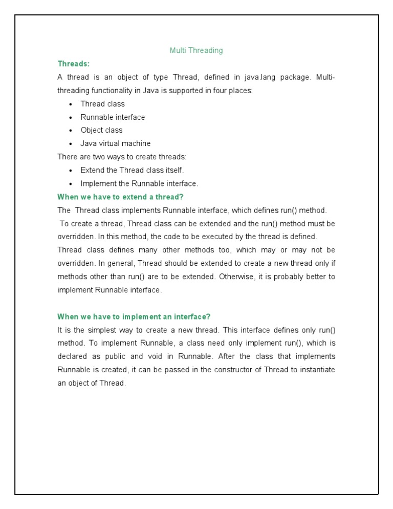 Java Multi-Threading Basics Explained | PDF | Computers