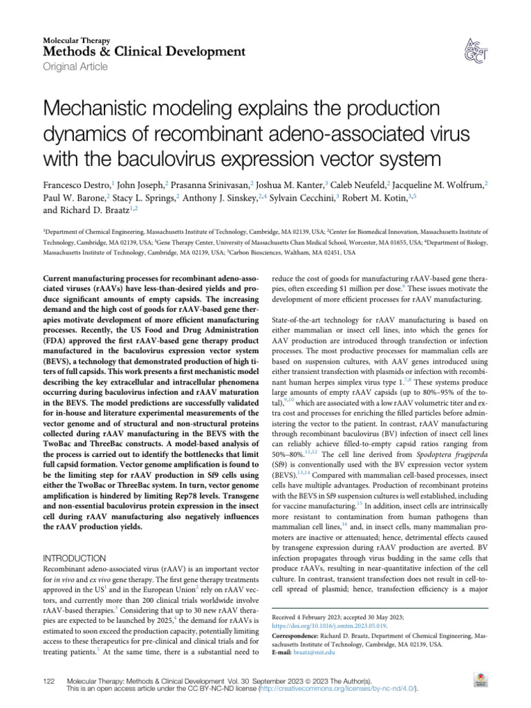 2023-Mechanistic Modeling Explains The Production Dynamics of Recombinant Adeno-Associated Virus ...
