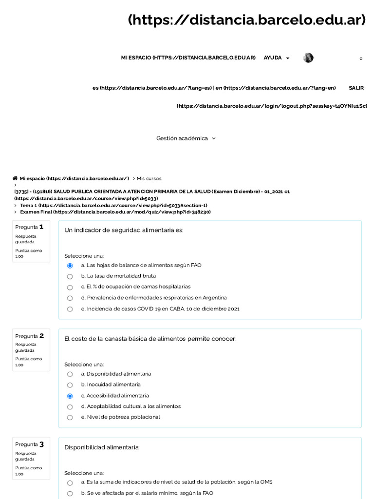 Examen Final APS | PDF | Nutrición | Dieta y nutrición
