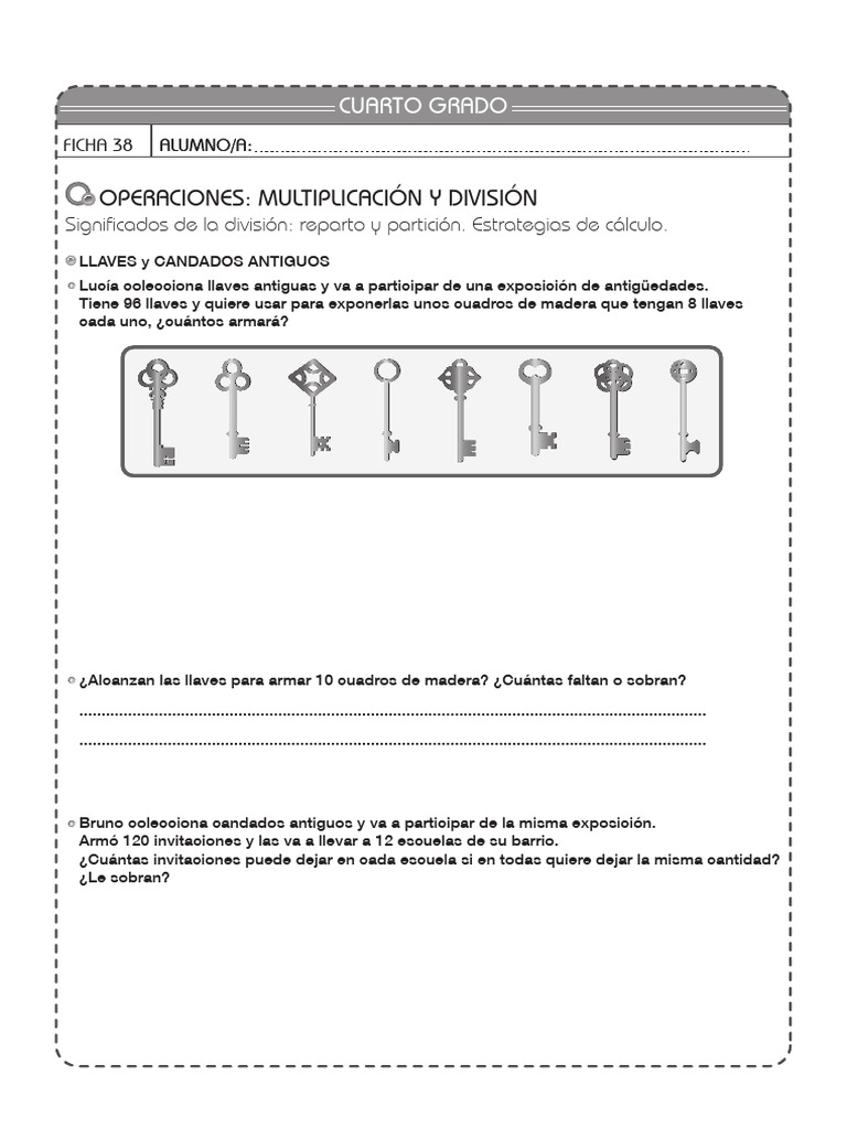 Ejercicio de divisiones 4 to | PDF