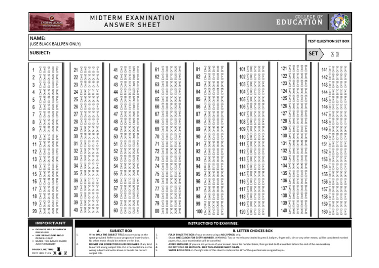 Answer Sheet 159 Copies | PDF