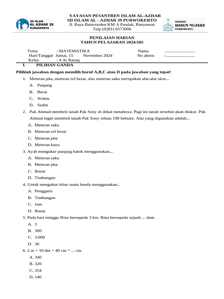 Soal Ulangan MTK Bab 5 | PDF