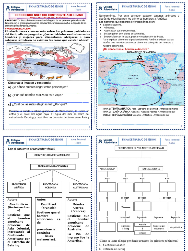 Ficha Personal Social El Poblamiento de América. | PDF | Américas ...
