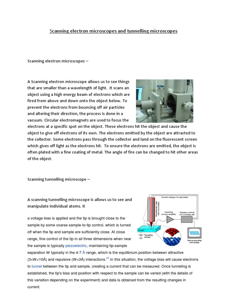 Scanning Electron Microscopes and Tunnelling Microscopes | PDF ...