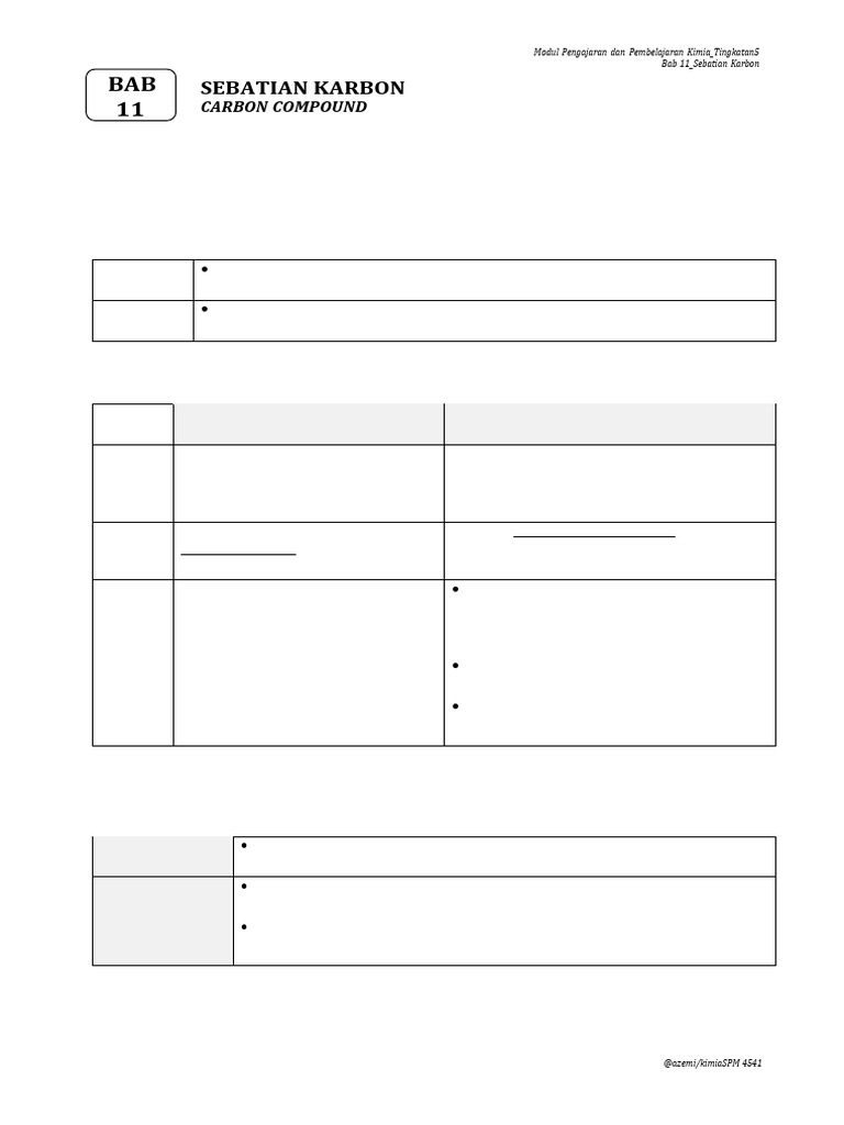Kimia Form 5 Bab 2 Modul Sebatian Karbon Part 1 | PDF | Alkane | Alkene