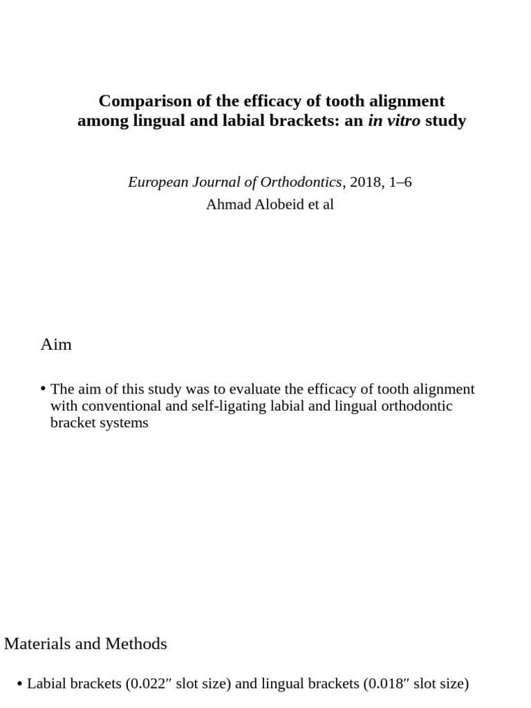 Comparison of Efficacy of Tooth Alignment Among Lingual & Labial ...