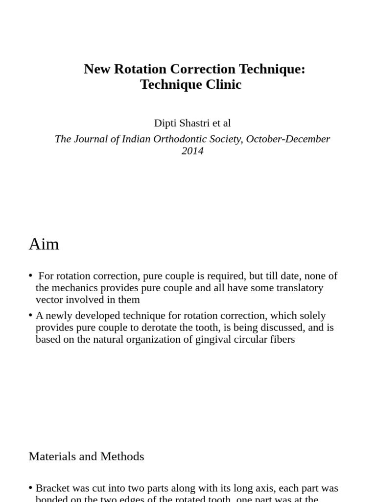 A New Rotaton Correction Technique | PDF | Orthodontics | Dentistry ...