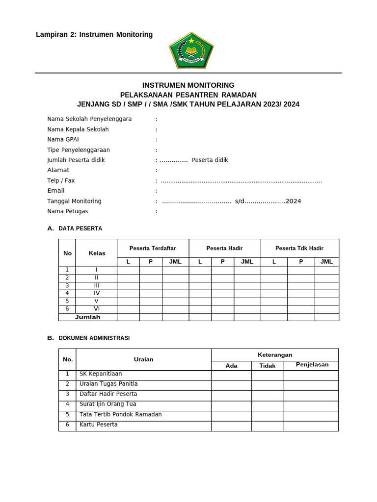 Intrumen Pesantren | PDF