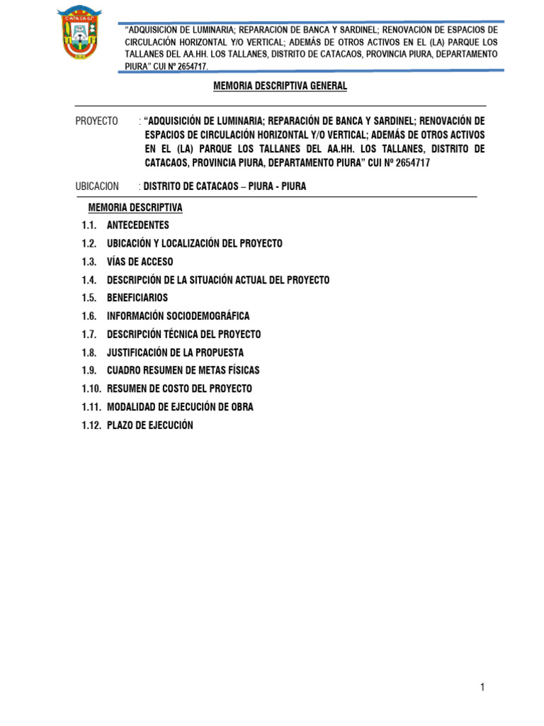 Mem. Desc. General | PDF | Ingeniería de Edificación | edificio