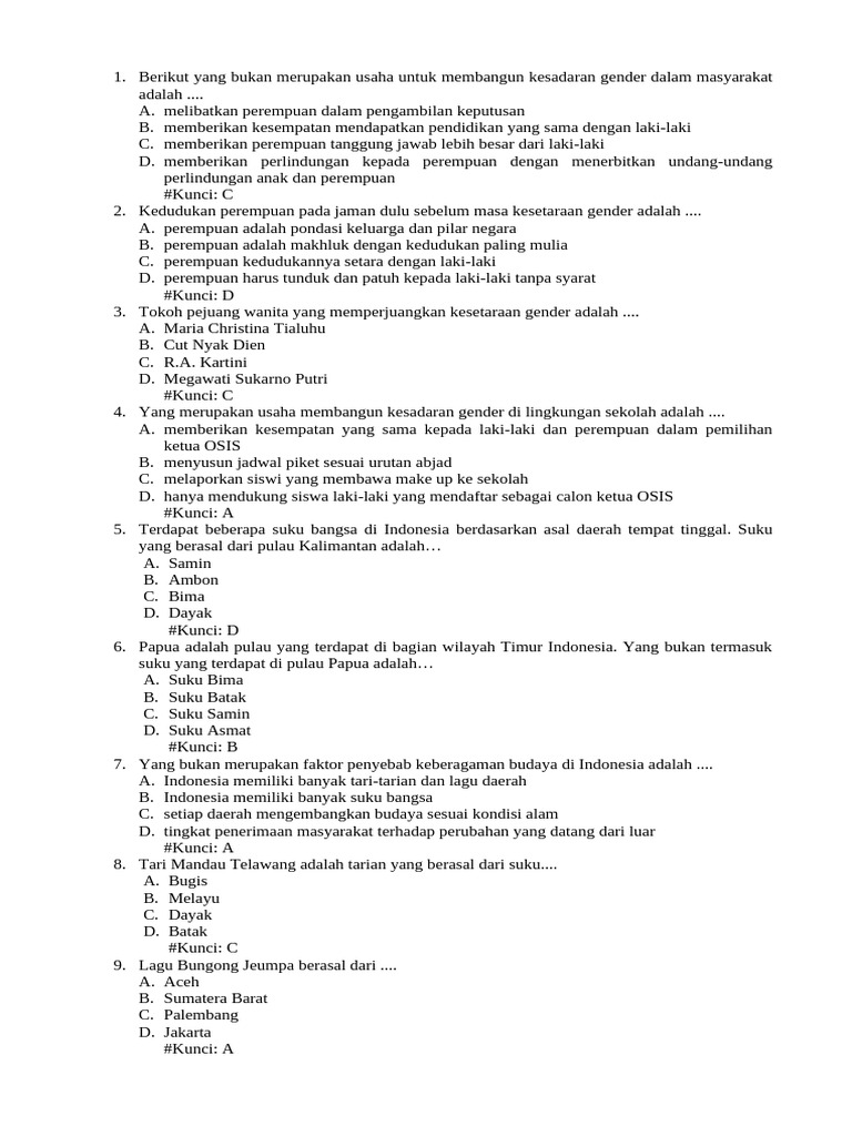 Soal PAT kelas 7 PPKn | PDF