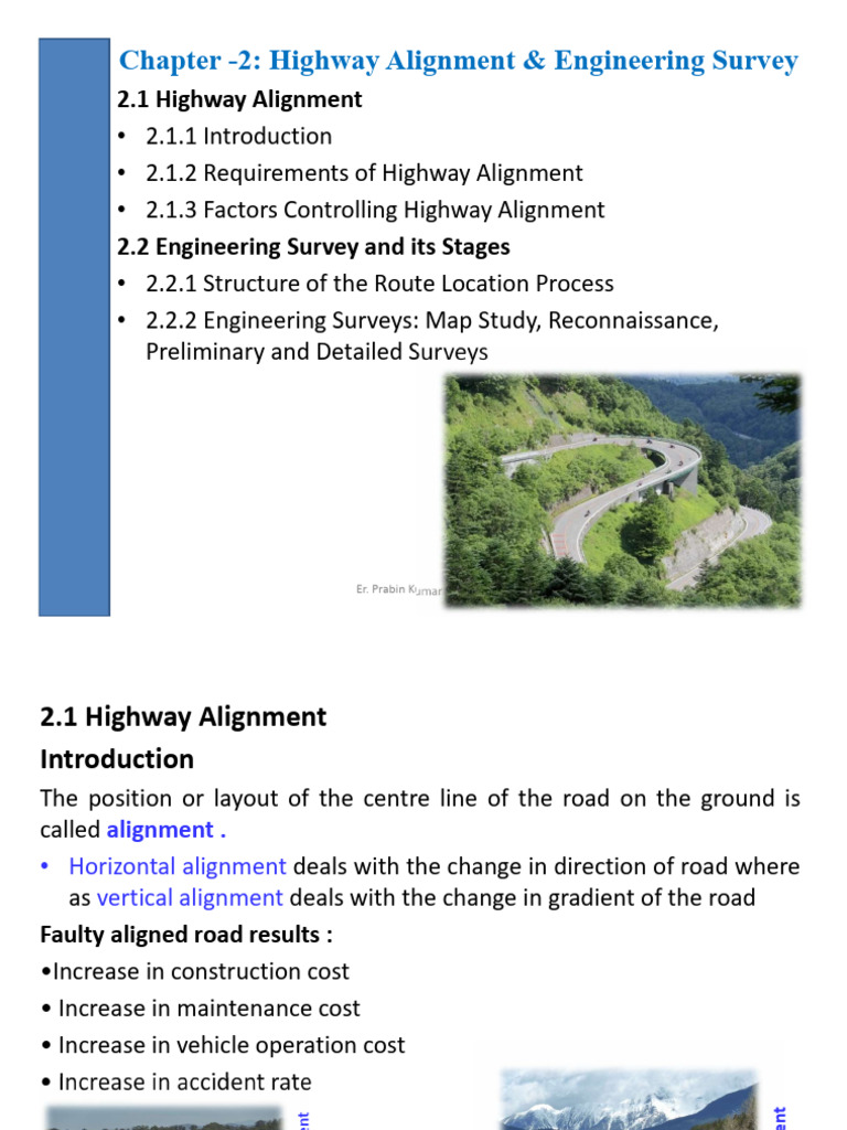 Highway Alignment and Survey Factors | PDF | Surveying | Road
