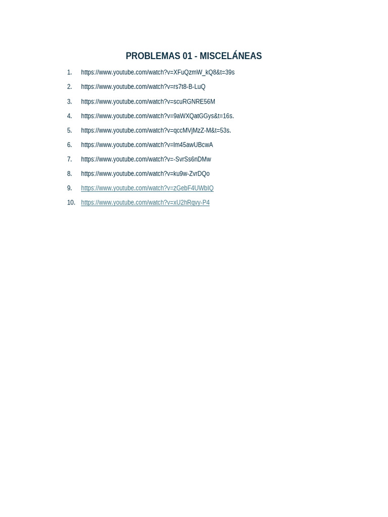 PROBLEMAS 01 Lin Miscelánea | PDF
