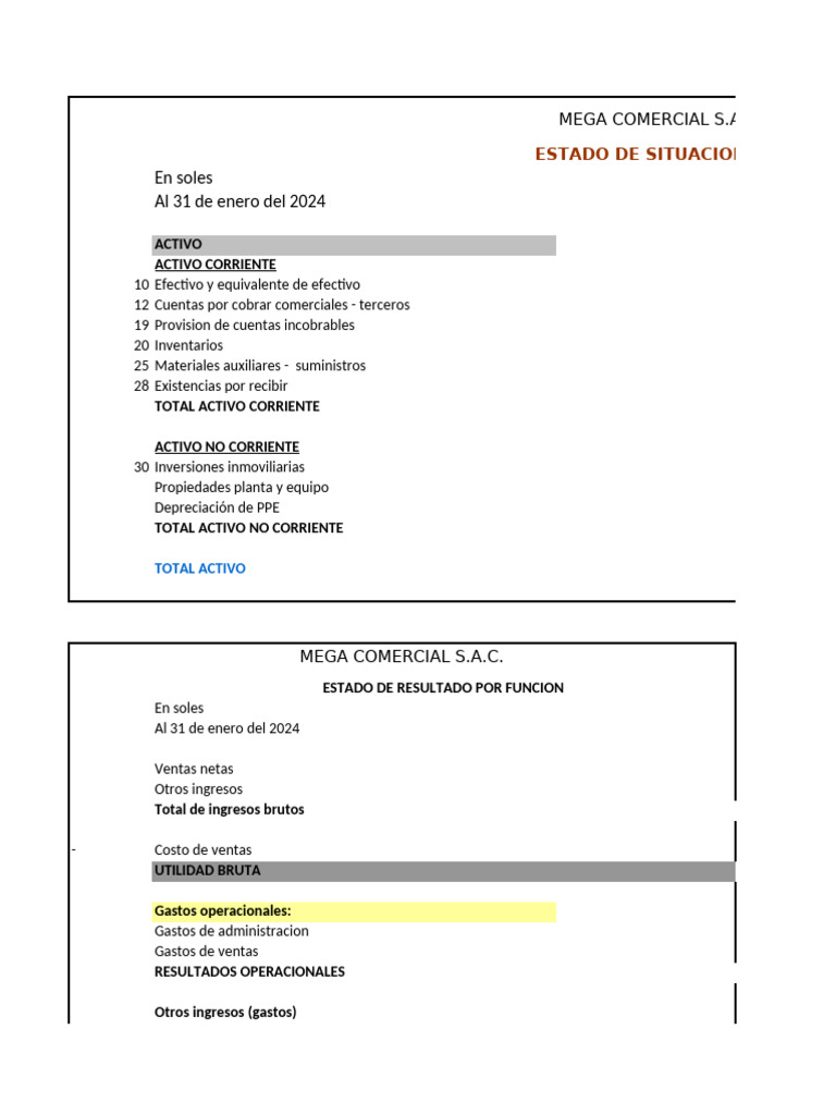 Formato Eeff | PDF | Impuestos | Activo fijo