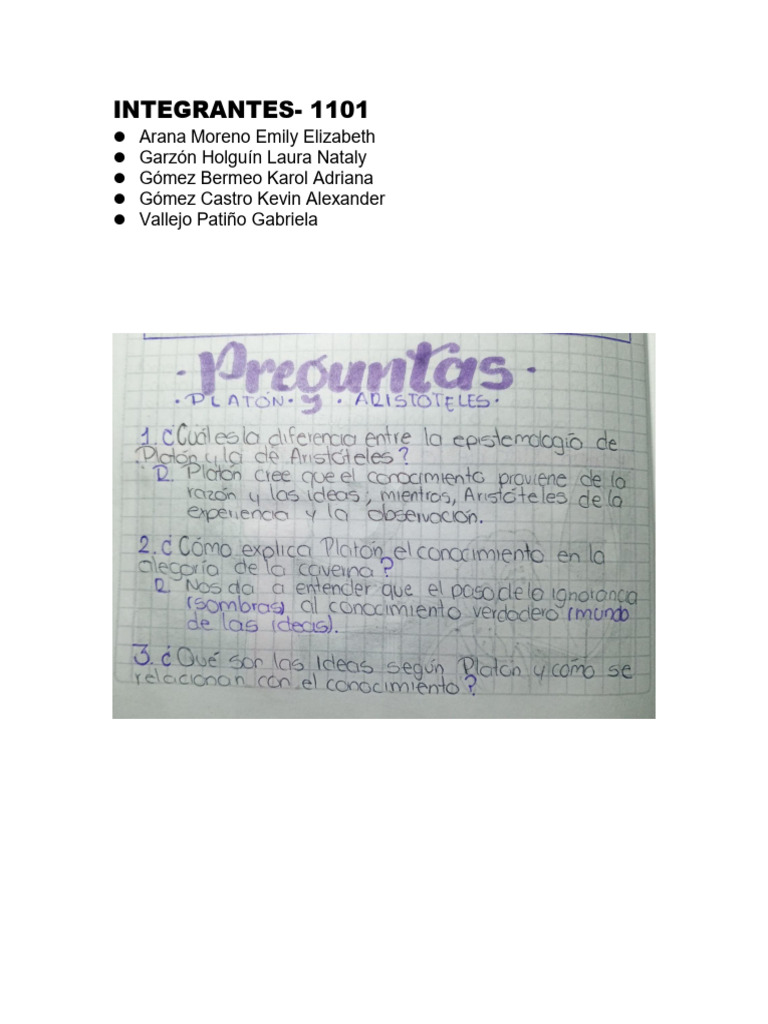 Preguntas Aristóteles Platón | PDF