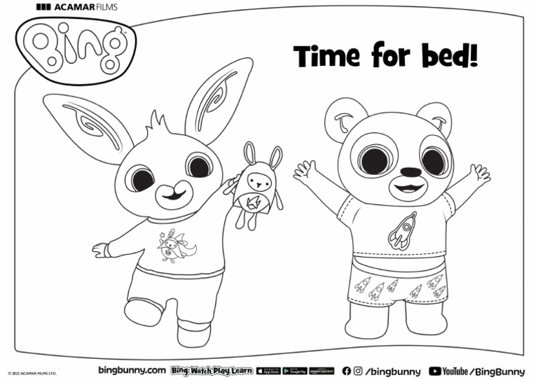 Bing and Pando Bedtime Colouring Sheet | PDF