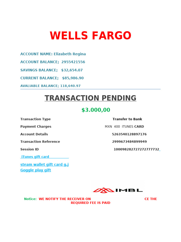 Wells Fargo Account Summary and Transactions | PDF